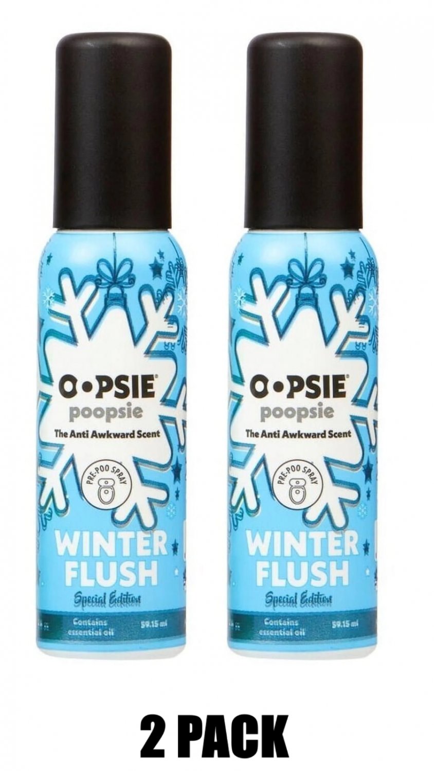 2- Oopsie Poopsie Bathroom Spray WINTER FLUSH Eliminate Smell of Poop ...