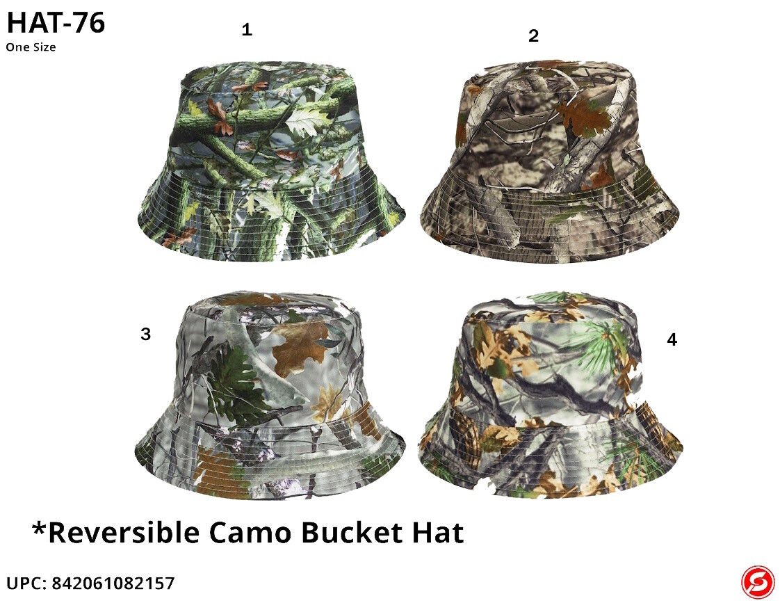 Unisex Camo Bucket Hat Camouflage Reversible Outdoor Hunting Fishing ...