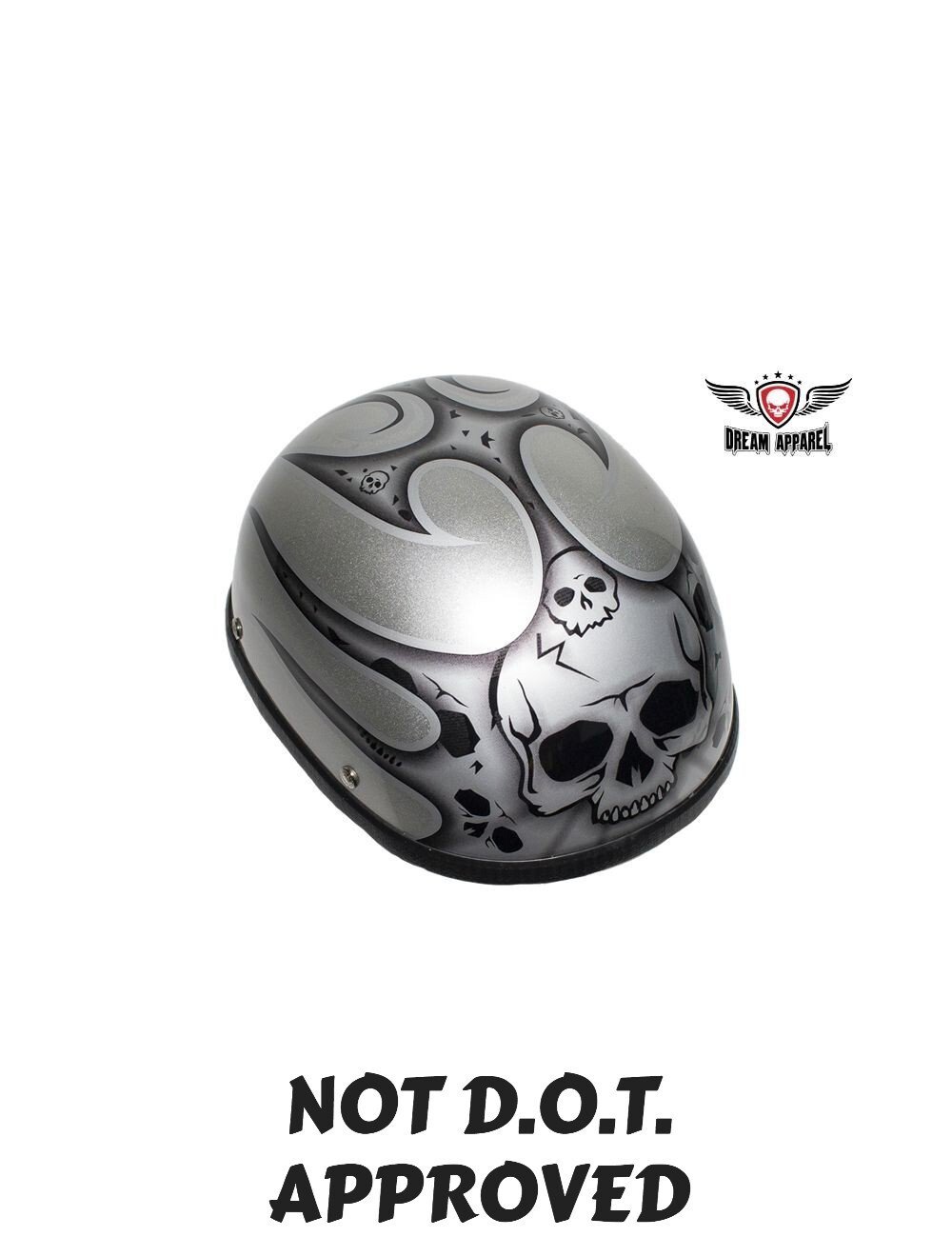 Silver Novelty Helmet With Burning Skull Flame Costume Motorcycle Biker ...