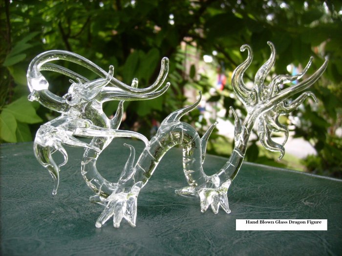 hand blown glass crystal dragon figurines thailand handmade home decorate