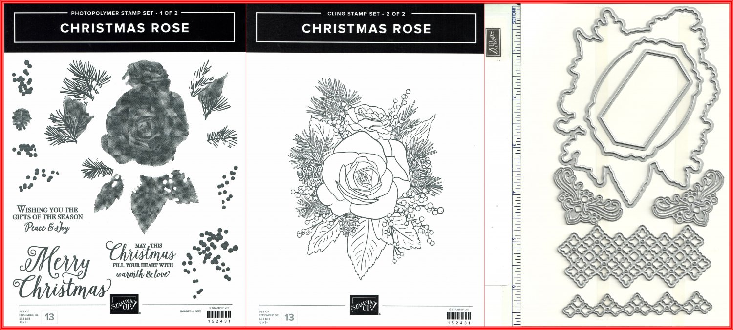 Stampin' Up! CHRISTMAS ROSE set of 2 & ROSES STAMPIN' CUT & EMBOSS Dies ...