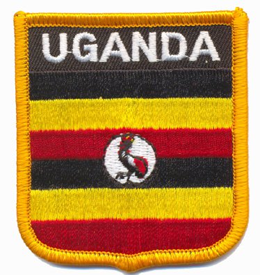 UGANDA FLAG PATCH - SHIELD - EMBROIDERED BADGE