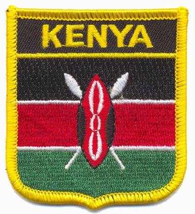 KENYA FLAG PATCH - SHIELD - EMBROIDERED BADGE