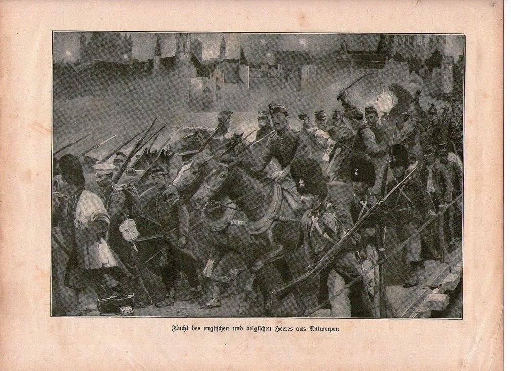 German Germany WW1 WWI 1916 Print Picture British & Belgian Run From ...
