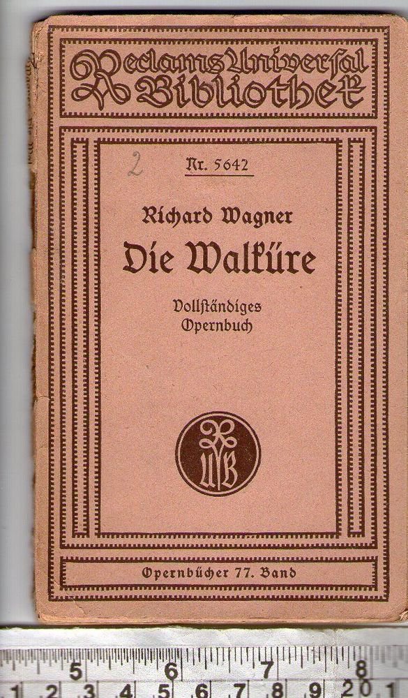 Walkure Wagner Opera Libretto Reclam Vocal Score Book 101pg German ...