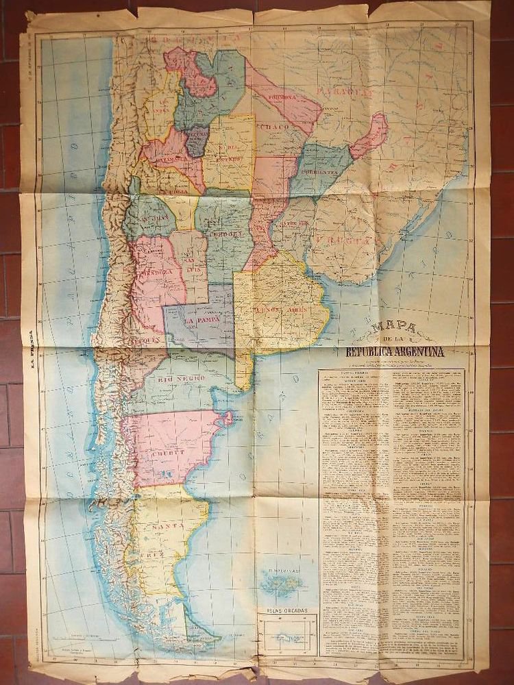 Argentina Vintage 1933 Road Map 32 x 22 Inches La Prensa Newspaper Issue
