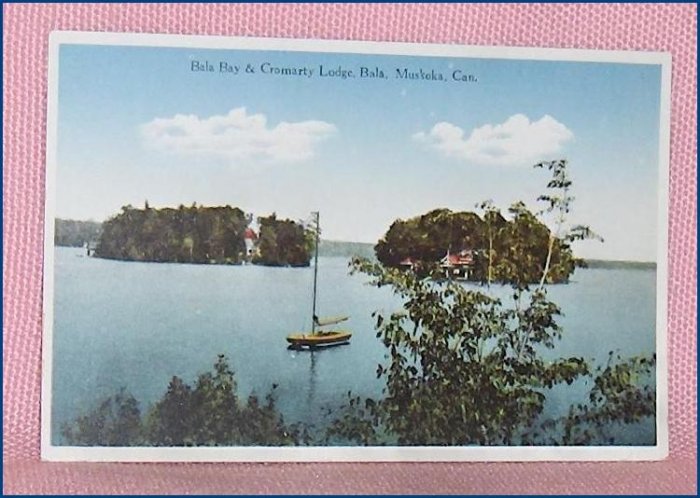 Color Postcard Bala Bay and Cromarty Lodge Bala Muskoka Ontario