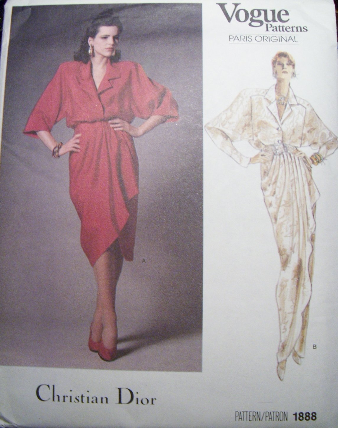 Vintage Vogue 1888 Christian Dior Dress pattern, Sz 12, Uncut