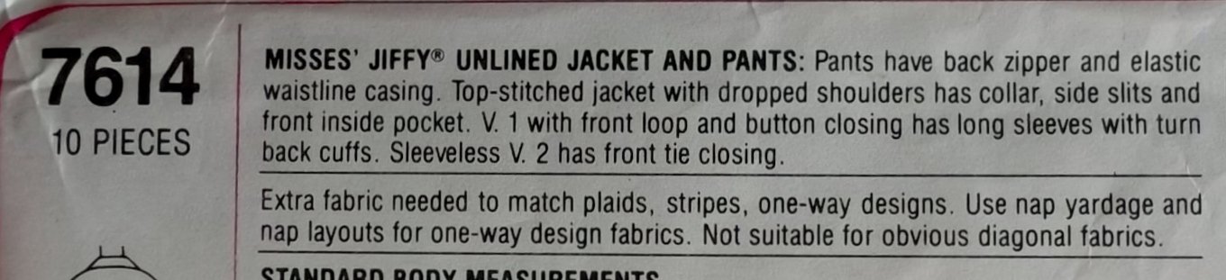 Vintage Simplicity 7614 Pattern Jiffy Unlined Jacket and Pants Size 16 ...