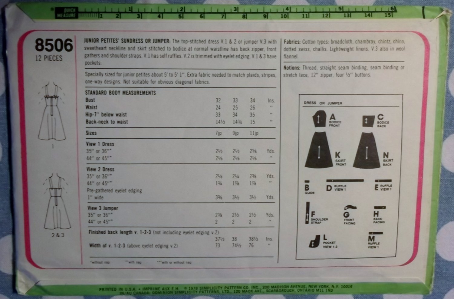 Vintage 1970s 8506 Simplicity Pattern, Junior Petites Sundress or ...