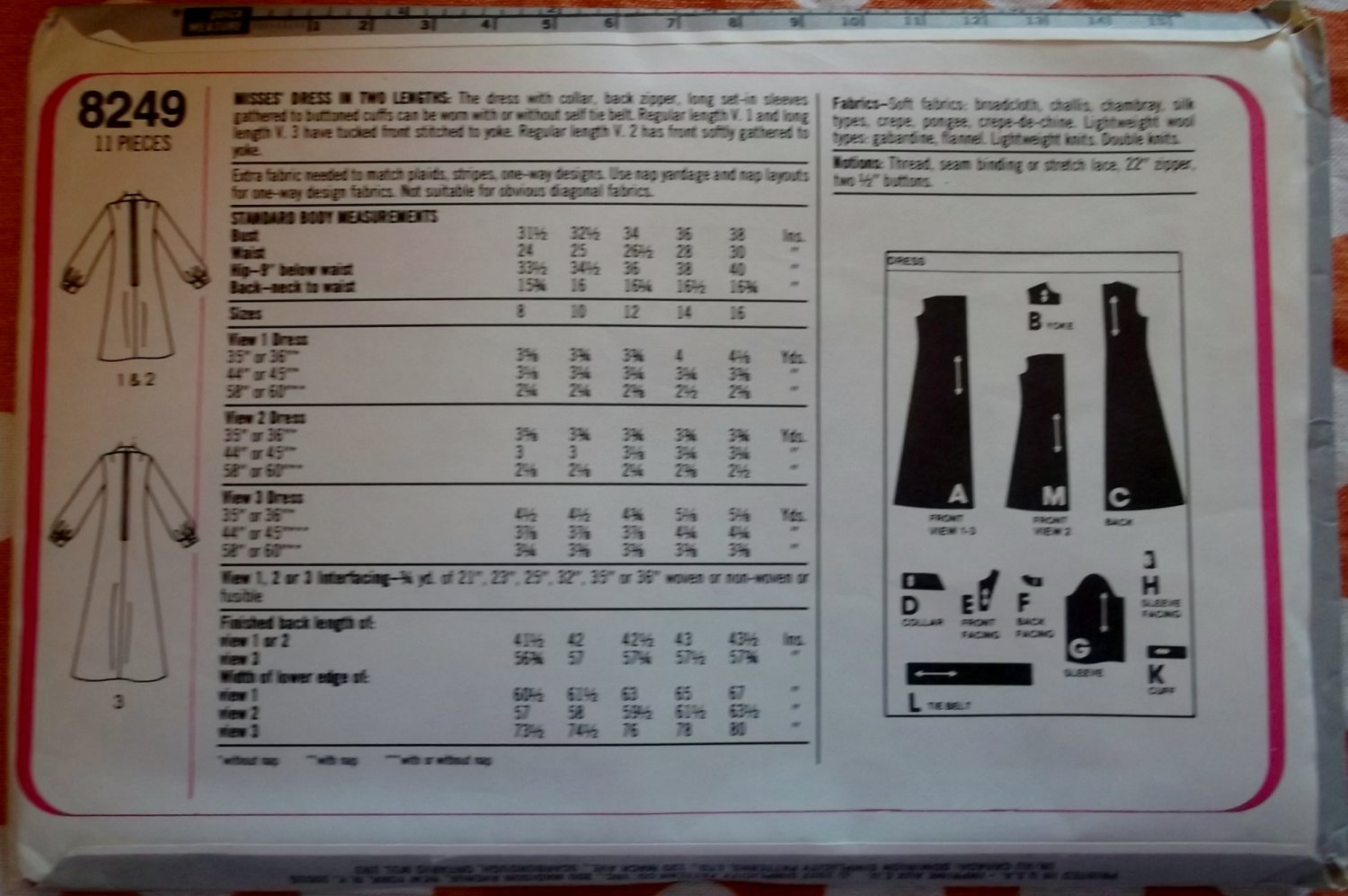 Vintage 1977 Simplicity 8249 Sewing Pattern, Maxi or Knee Length Dress ...