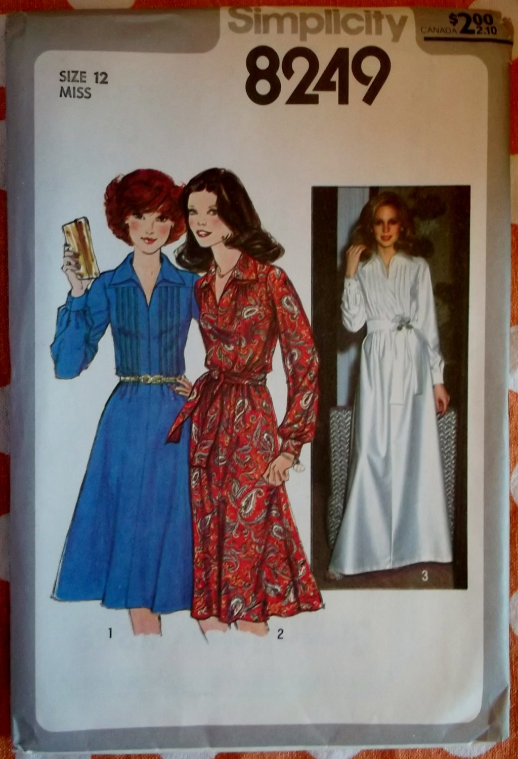 Vintage 1977 Simplicity 8249 Sewing Pattern, Maxi or Knee Length Dress ...