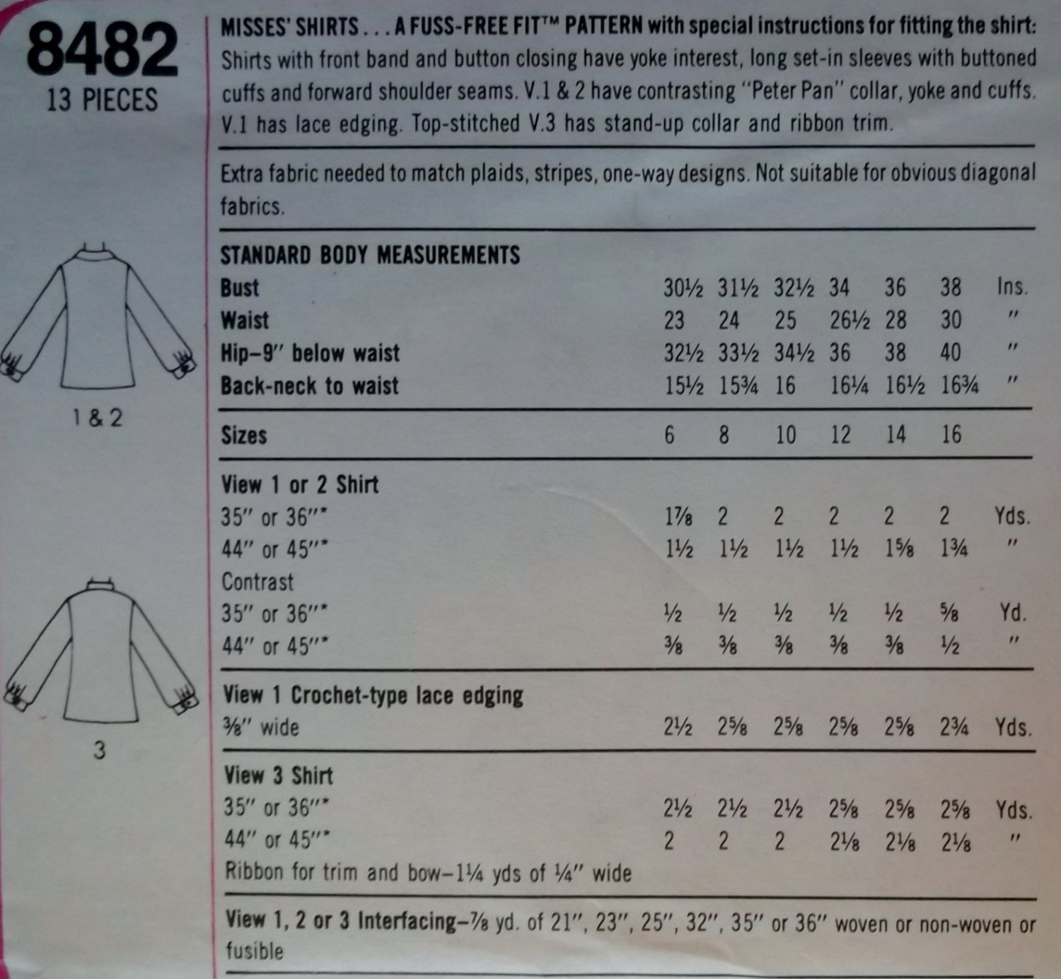 OOP Simplicity 8482 Pattern, Easy Misses Shirts, Size 10, UNCUT