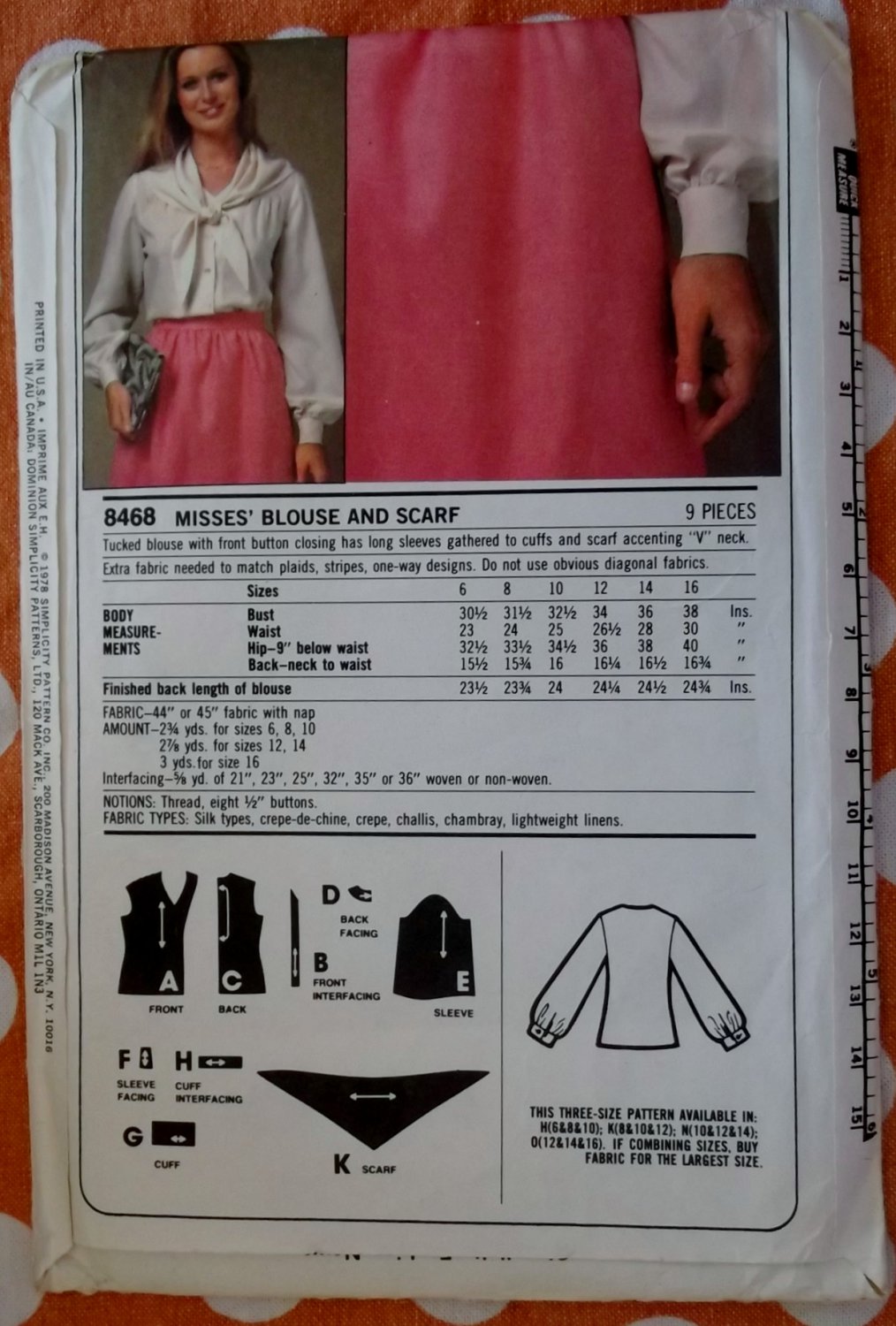 Simplicity 8468 Misses Tucked Blouse and Scarf Sewing Pattern, Sizes 12 ...