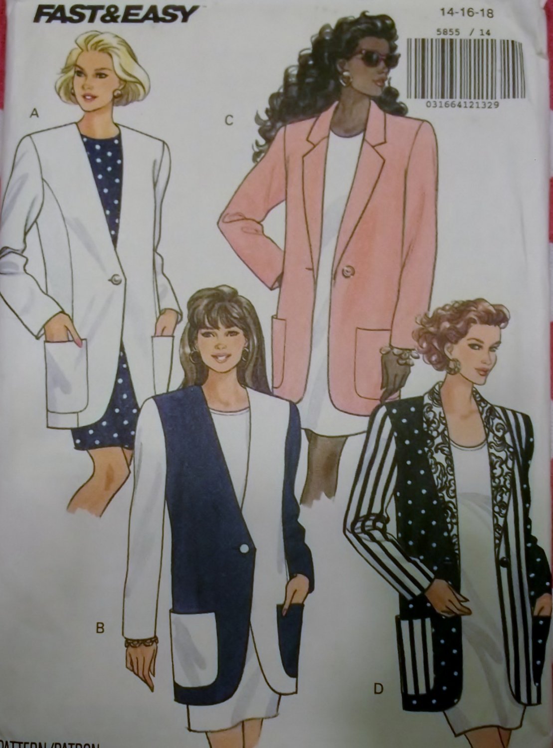 Easy Misses or Petite Jacket Butterick 5855 Sewing Pattern, Plus size ...
