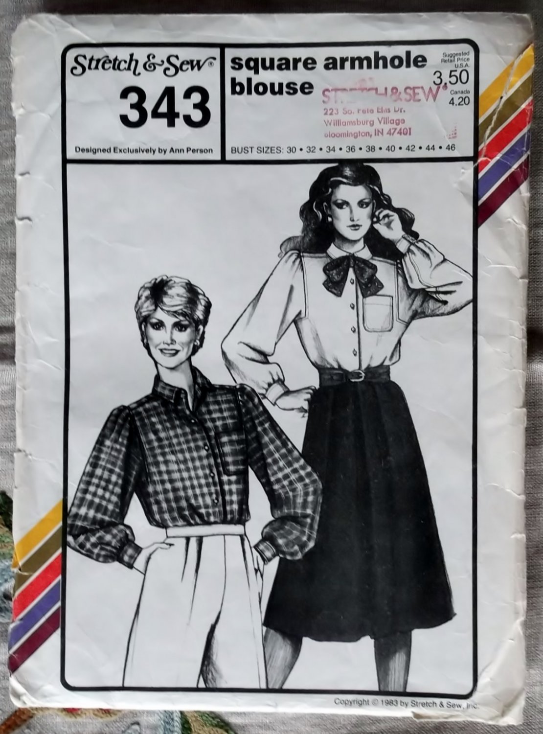 Square Armhole Blouse Stretch and Sew pattern 343, plus size 30 to 46 ...