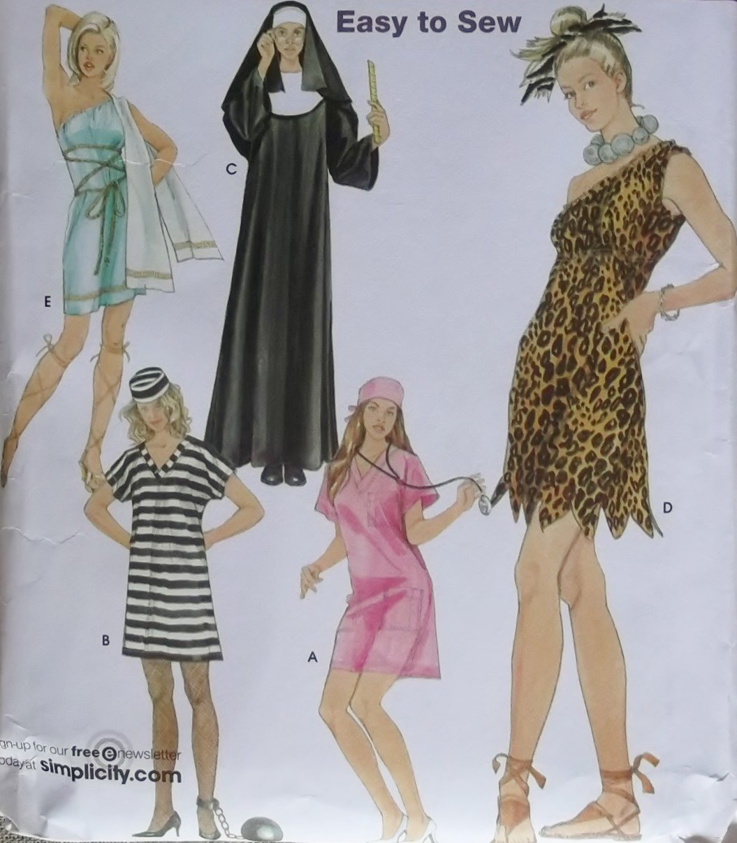 Easy Misses Costumes Nun Cavegirl Prisoner Toga Nurse Simplicity 3608 ...