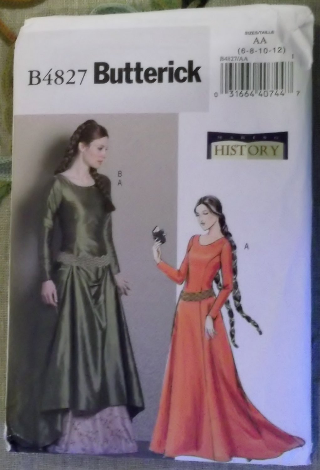 Butterick B 4827 Misses Medieval Dress & Belt Costumes Pattern, Size 6 ...