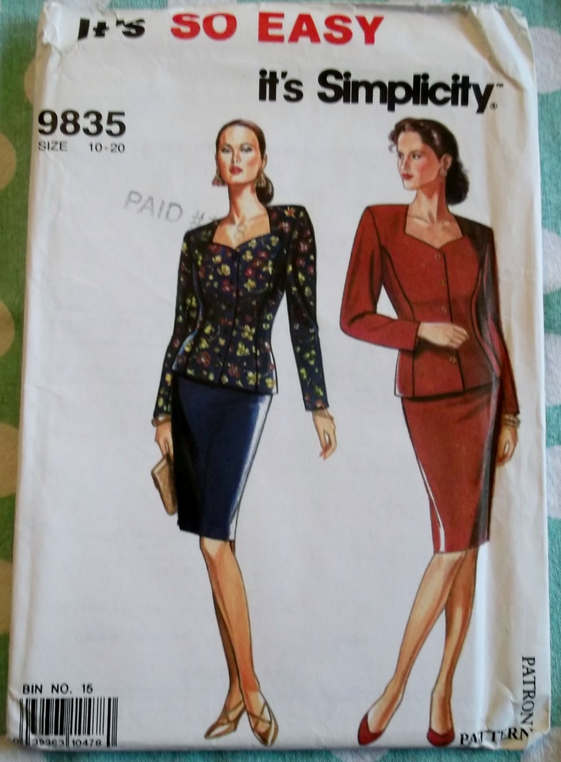 OOP Easy Simplicity 9835 Misses' Skirt & Unlined Jacket Pattern, Sz 10 ...