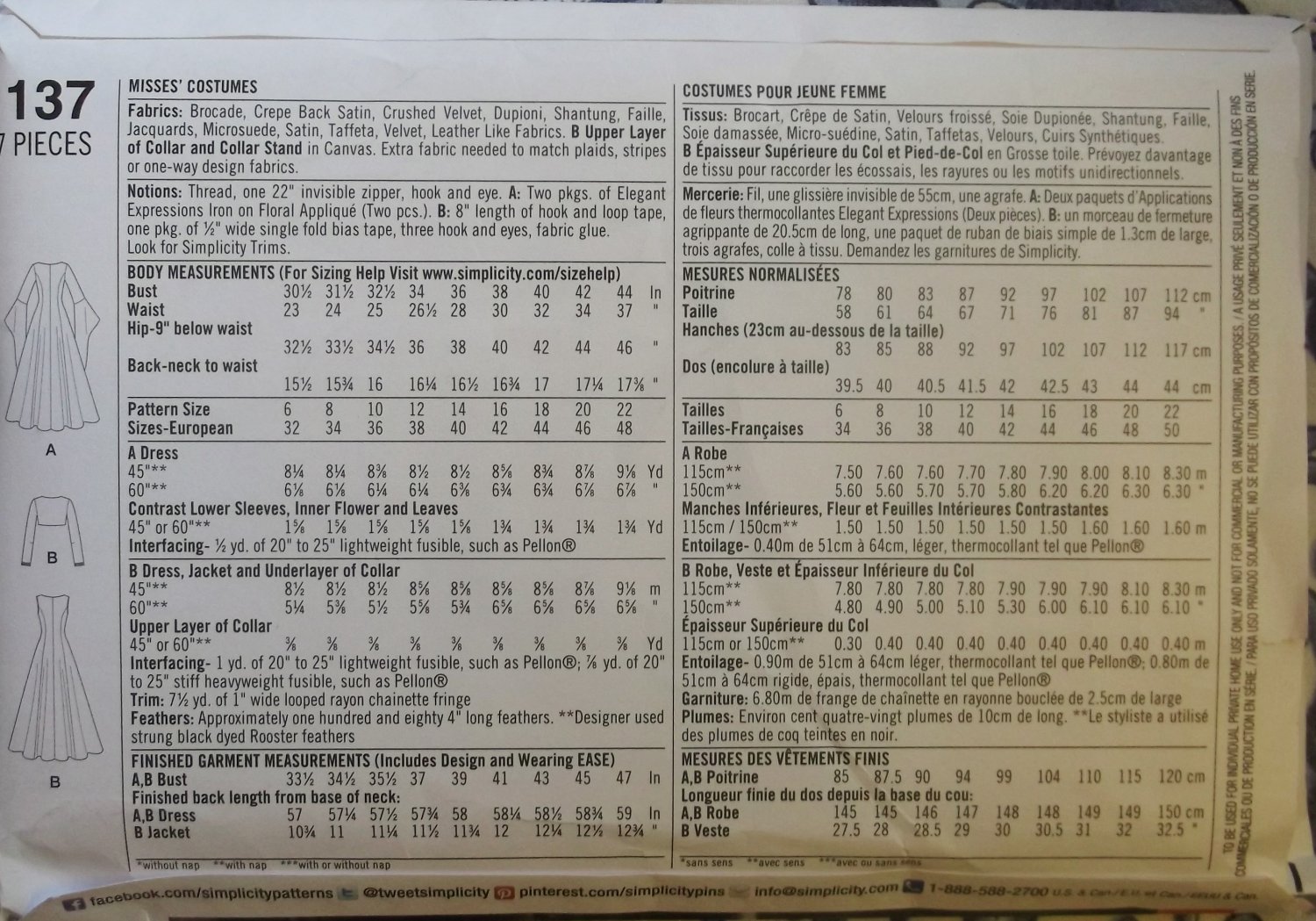 Misses' Medieval fantasy Costumes Simplicity 1137 Pattern, Size 6 to 14 ...