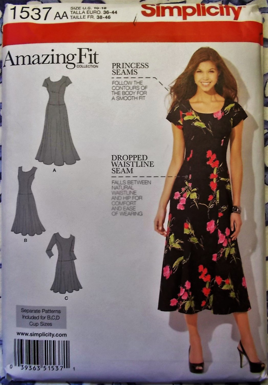 Amazing Fit Misses Dress Simplicity 1537 Pattern, Size 10 to 18, Uncut