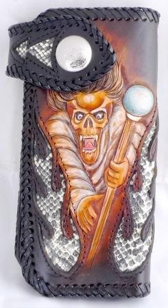 BIFOLD CARVED GHOST SCEPTER SNAKE / CALF LEATHER WALLET