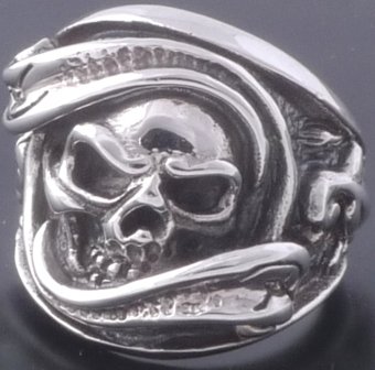 925 Sterling Silver Gecko Skull Biker Chopper Harly Lowrider Ring US sz ...