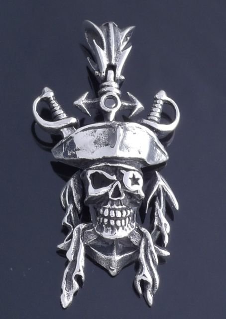 STAINLESS STEEL GOTHIC CROSS DAGGER PIRATE SKULL GUITAR PLAYER BIKER ...