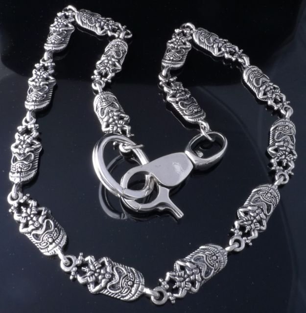 Sterling Silver Aztec Warrior Totempole Clasp Wallet Chain Biker Chain ...