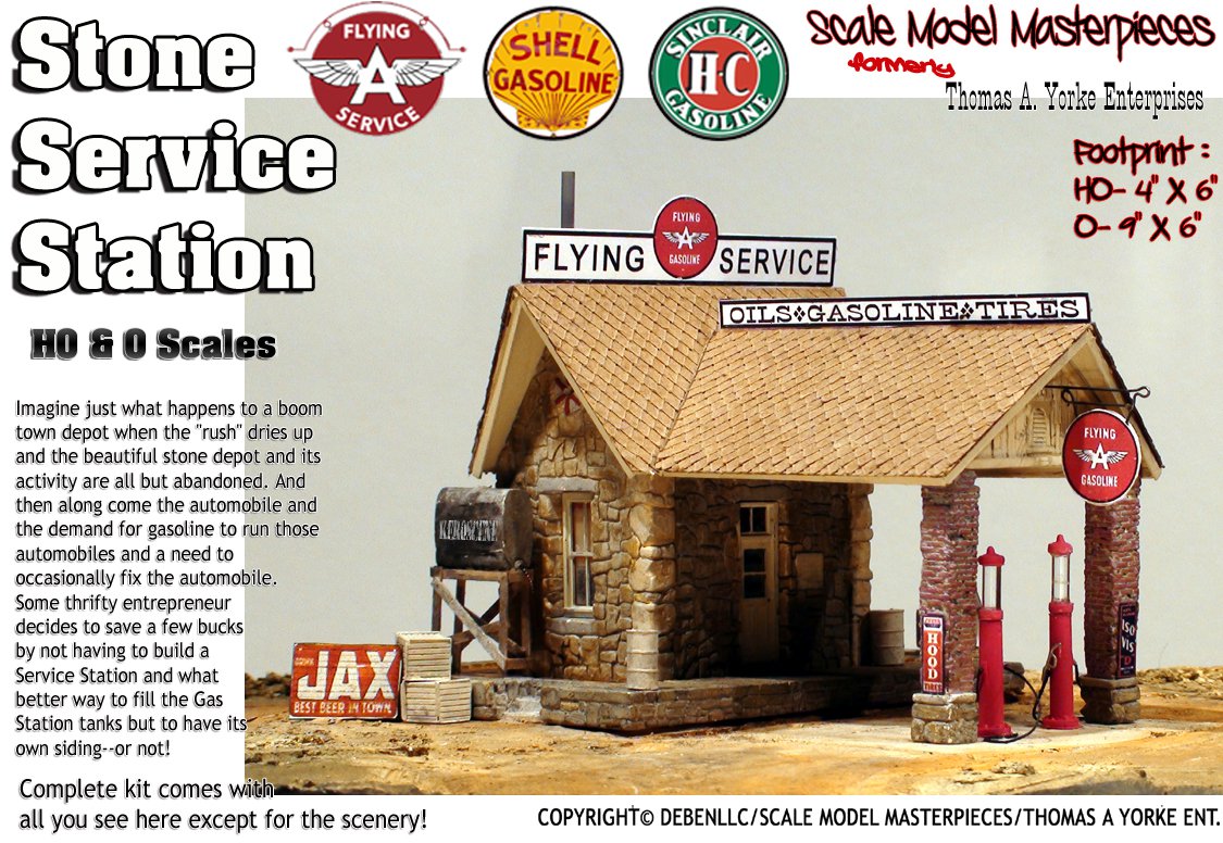 STONE SERVICE STATION (Flying A, Shell, or Sinclair) KIT Scale Model ...