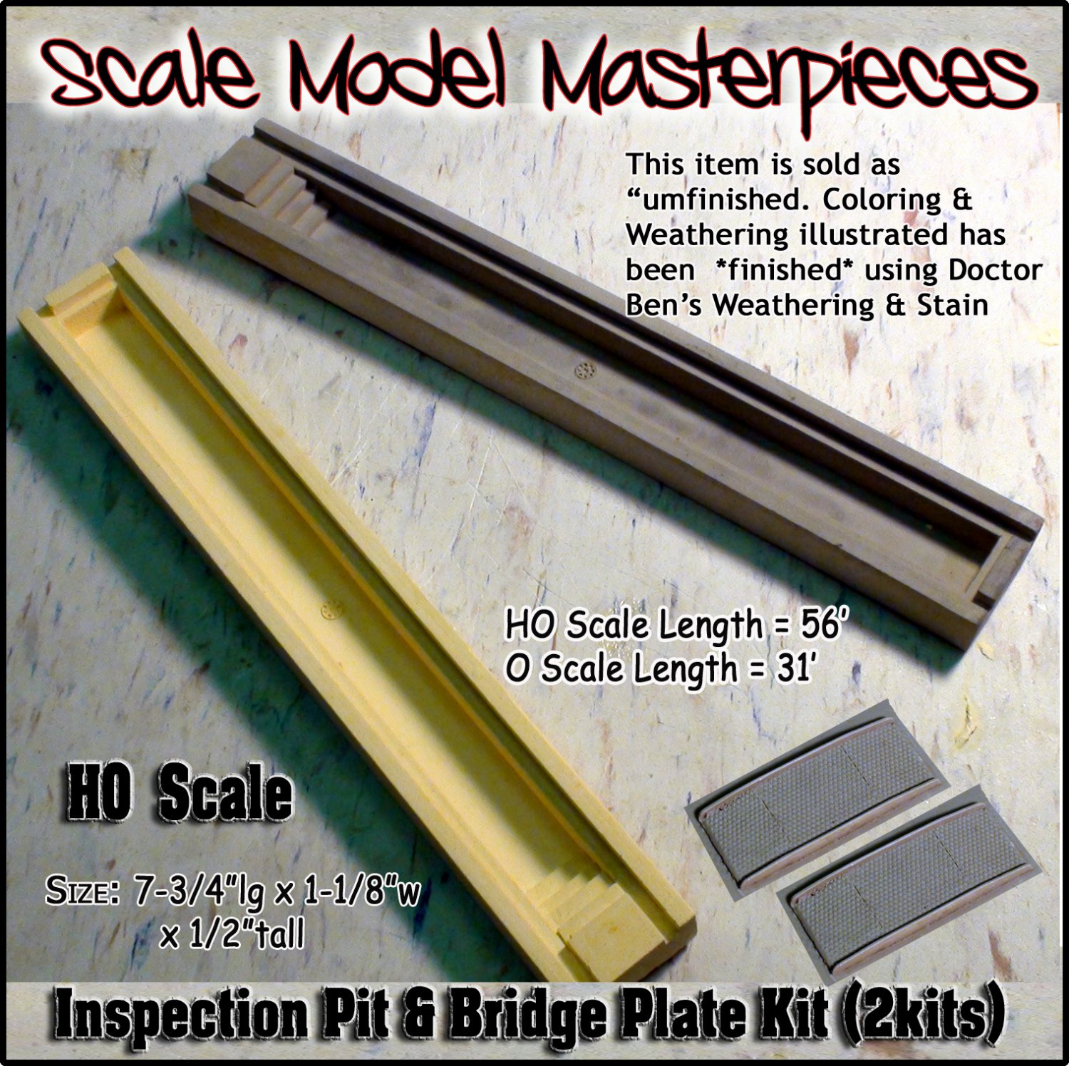 INSPECTION PITS (2) ROUNDHOUSE-Scale Model Masterpieces HO/HOn3/HOn30 *NEW*