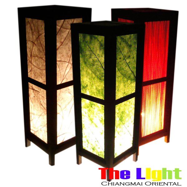 15" High Green Leaf Mulberry Paper Lantern Lamp Light