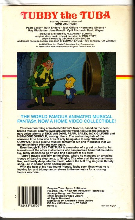 TUBBY THE TUBA 1977 Rare 81 MIN Animated MUSICAL 1983 CHILDREN'S VIDEO ...