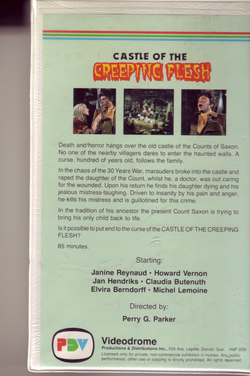 CASTLE OF THE CREEPING FLESH 1968 Castle of Bloody Lust ADRIAN HOVEN ...
