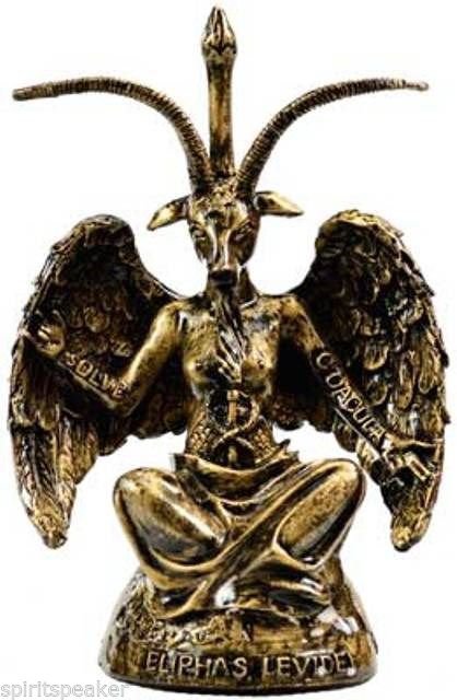 Gold Baphomet Statue Goat Head 8" God Wiccan Pagan God Goddess Wicca Pagan