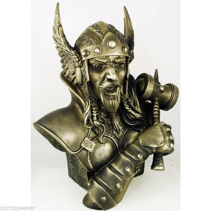 THOR Bust Statue Norse Head God of Thunder and Lightning Pagan Wiccan ...