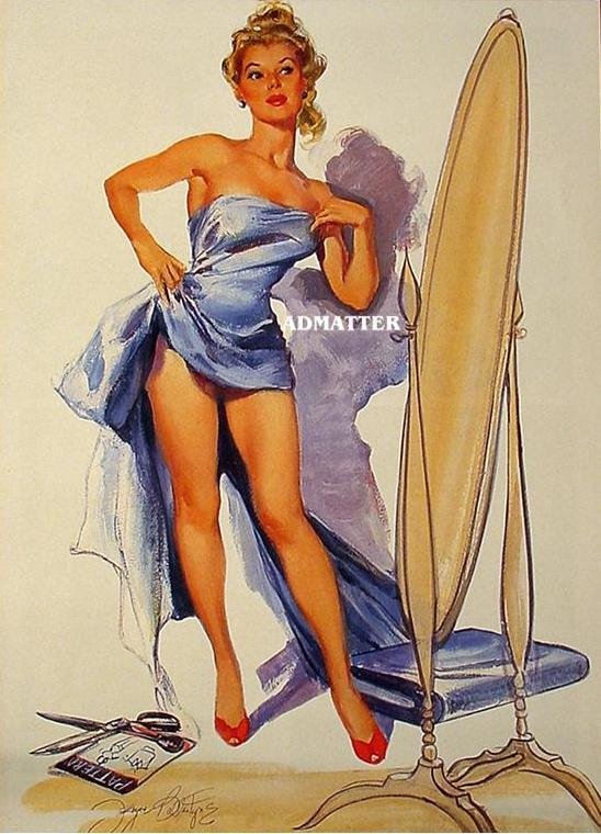 Joyce Ballantyne Pin-up Poster! Making Dress in Mirror