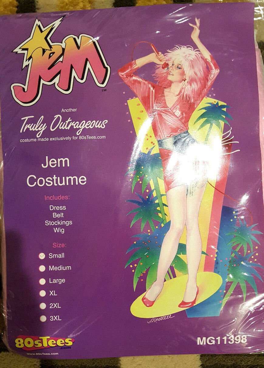 NEW JEM AND THE HOLOGRAMS JEM COSTUME COSPLAY DRESS BELT WIG STOCKINGS ...