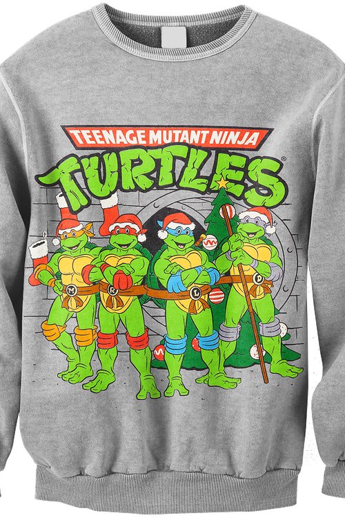 New Teenage Mutant Ninja Turtles TMNT Christmas Faux Ugly Gray Sweater ...