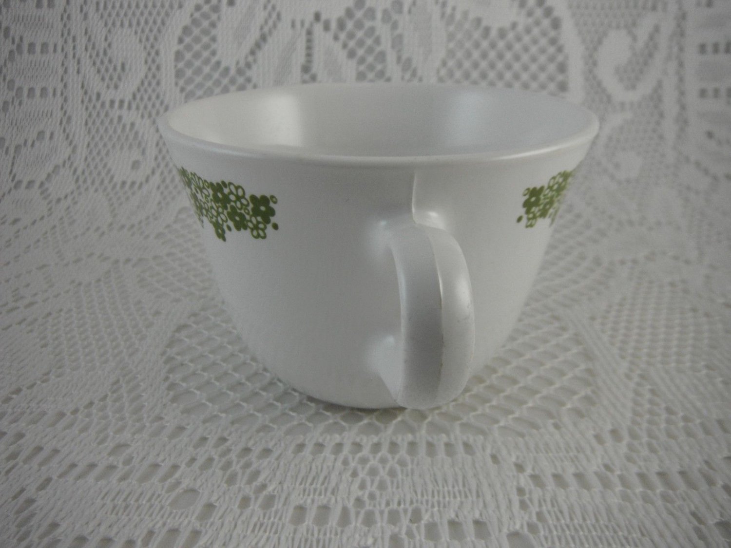Corelle Livingware Corning Tea Cups Set of 8 Green and White Flower ...