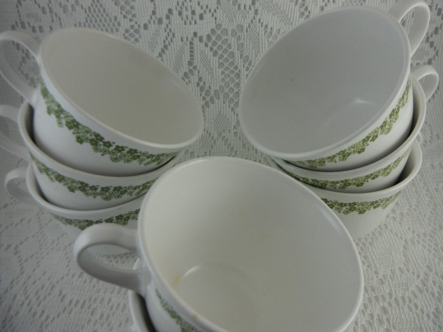 Corelle Livingware Corning Tea Cups Set of 8 Green and White Flower ...