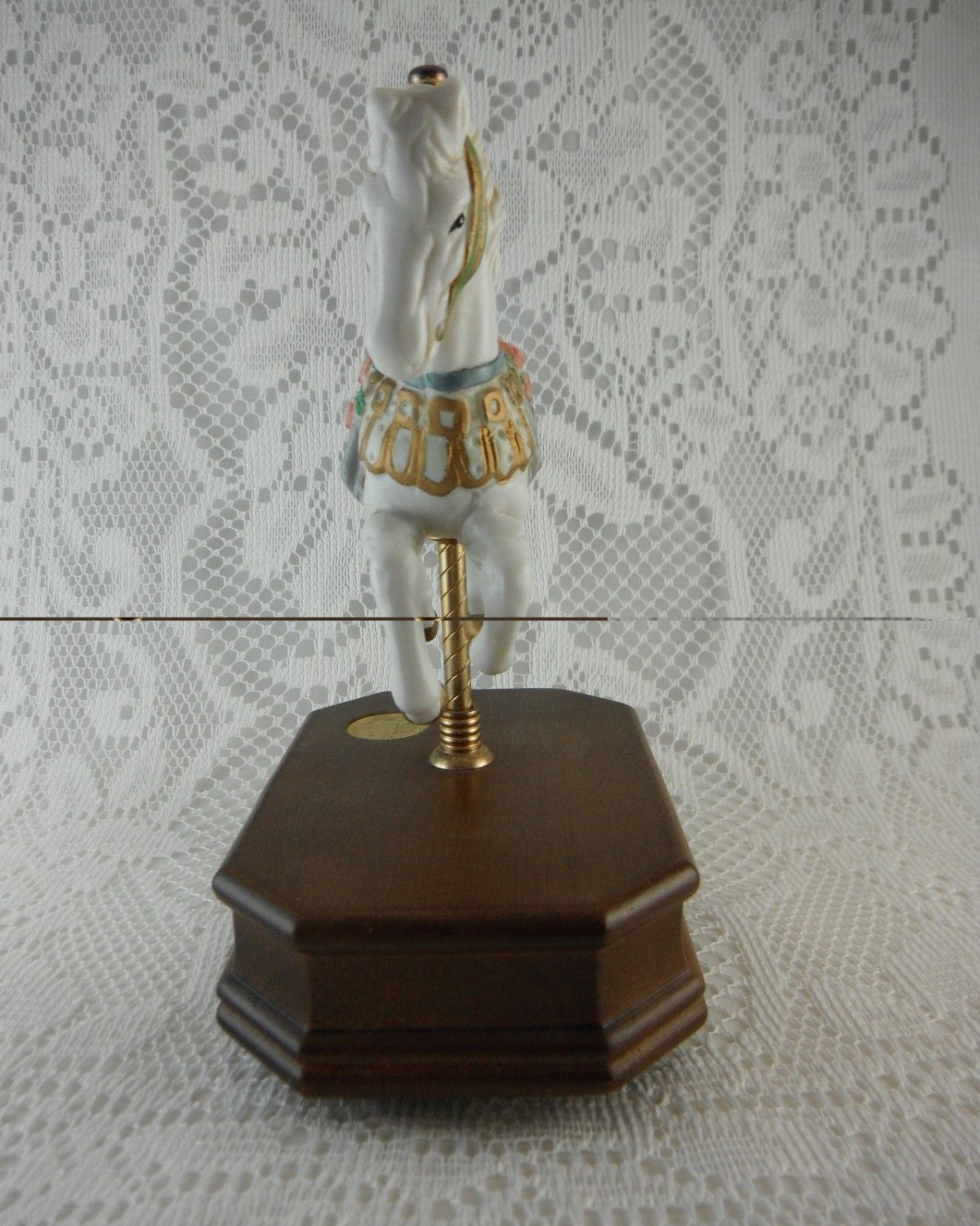 Carousel Collection 2nd Edition Love Story Music Box White Horse Floral