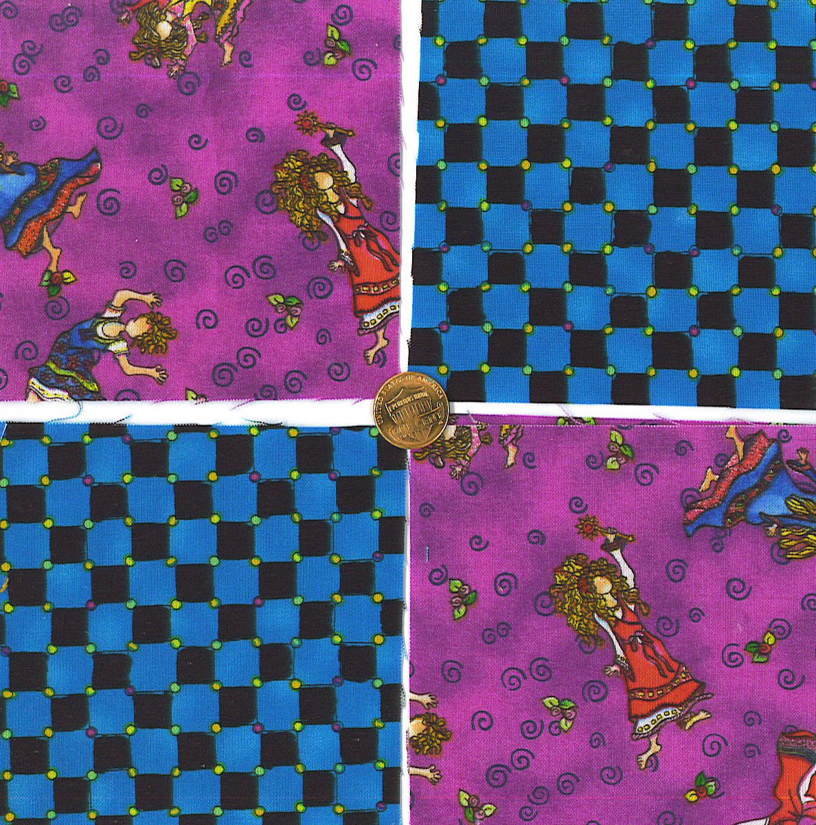 Wild Wacky Women with a Checkered Past Fabric Quilt Squares yw1