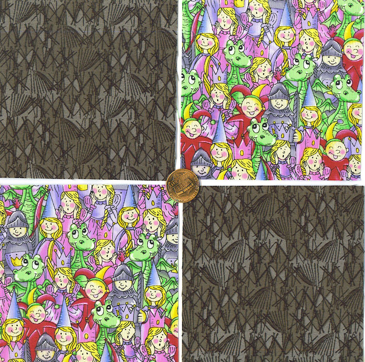 Knight in Shining Armor Princess Dragon Fabric Quilt Squares 100% ...