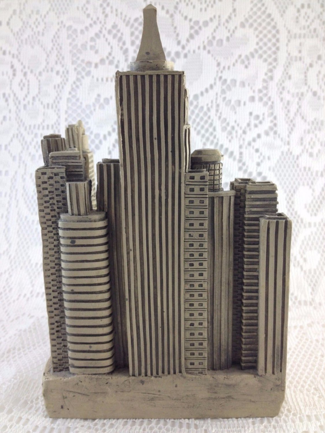 Skyline Bookend Big City View Skyscrapers Individual Bookend Grey Color ...