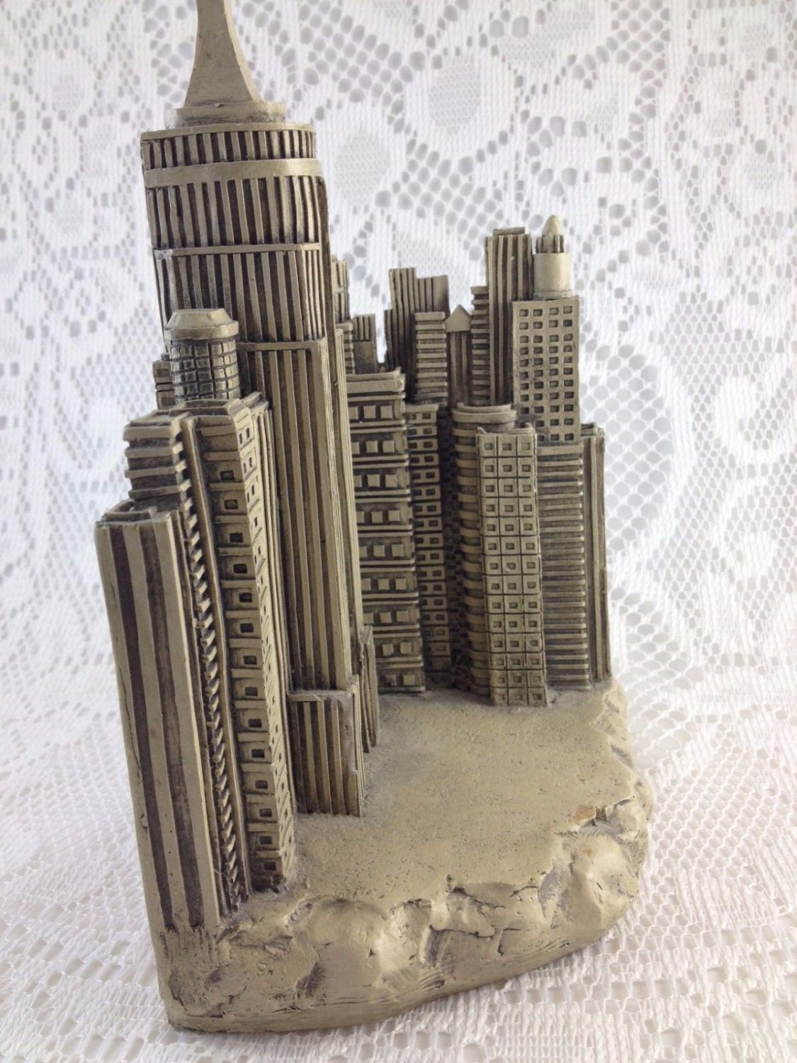 Skyline Bookend Big City View Skyscrapers Individual Bookend Grey Color ...
