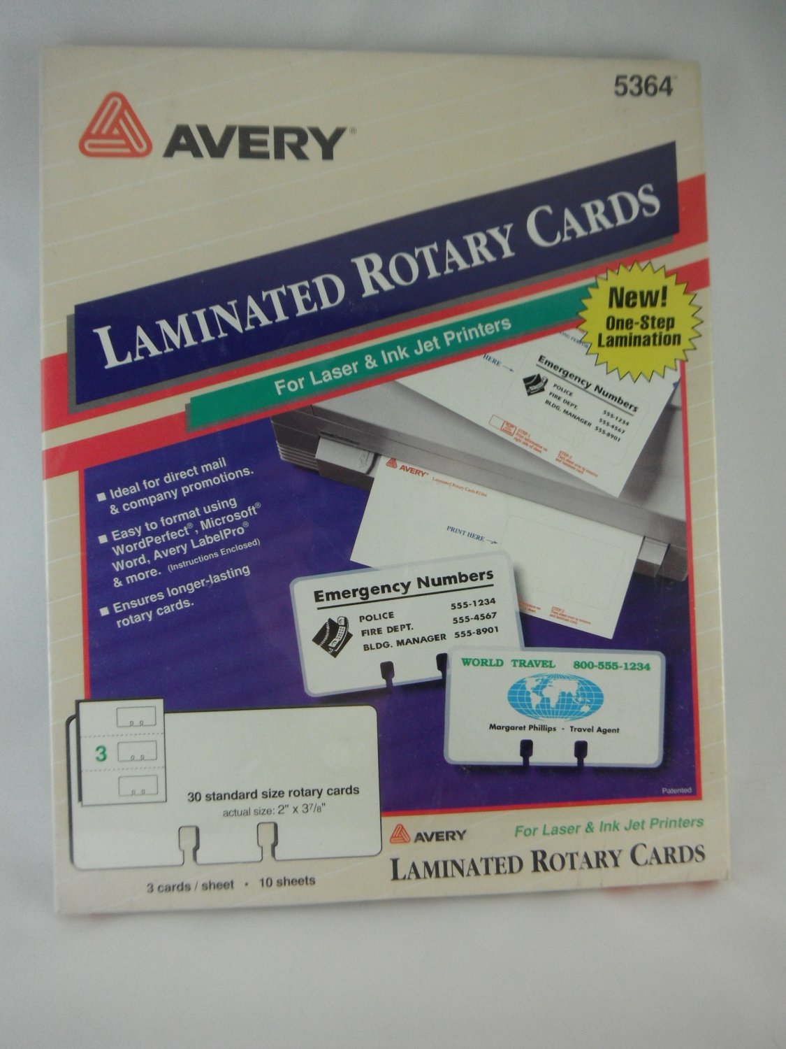 Avery Laminated Rotary Cards for Laser and Ink Jet Printers 5364 tbljr1