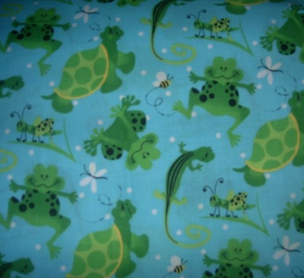 MadieBs Aqua Turtle Frog Crib/Toddler Bed Sheet Set