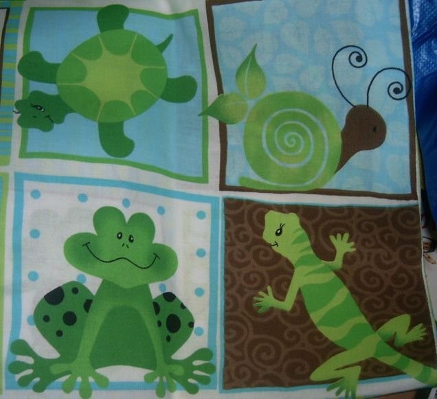 MadieBs Set of 2 Turtle Frog Green Brown & Aqua Cotton Crib Sheets