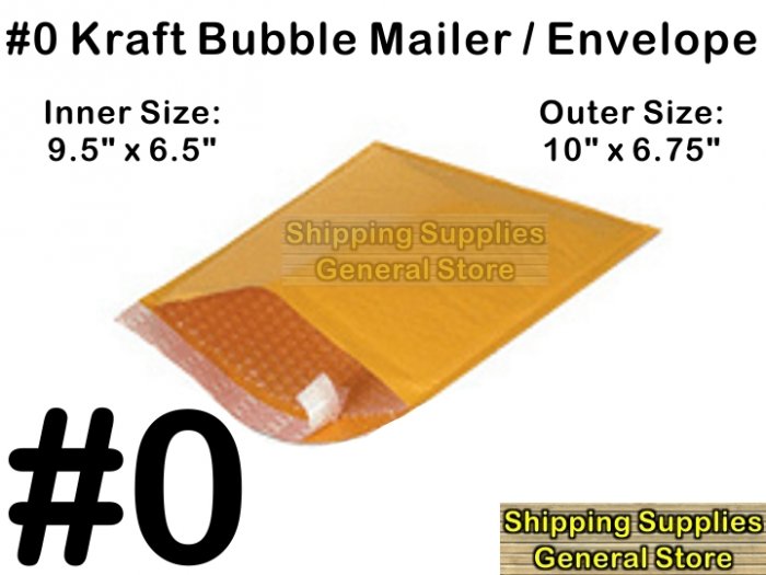 6 pc Lot - #0 Kraft Bubble Self Sealing 6x10 Envelopes